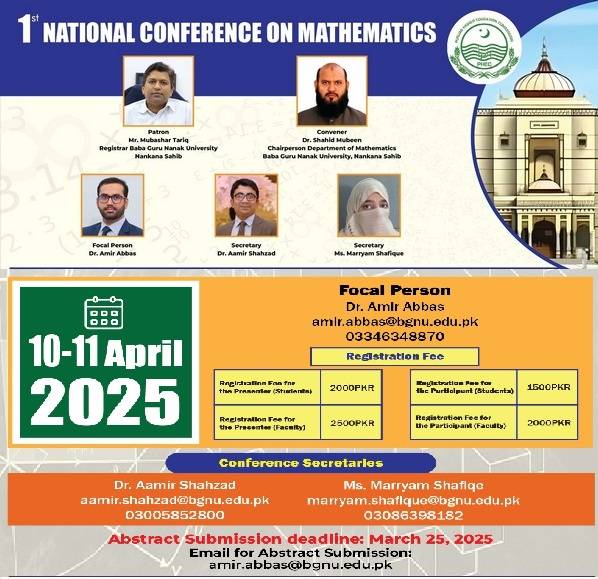 1st National Conference on Mathematics, Baba Guru Nanak University ...