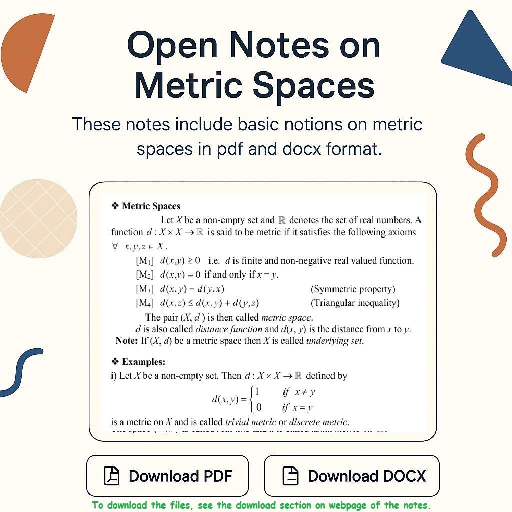 Open Notes on Metric Spaces - MathCity.org